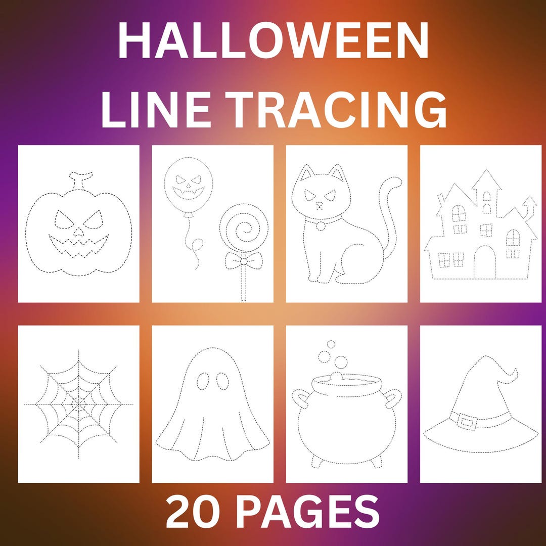 Halloween Line Tracing / Halloween Tracing and Coloring Page / Fine ...