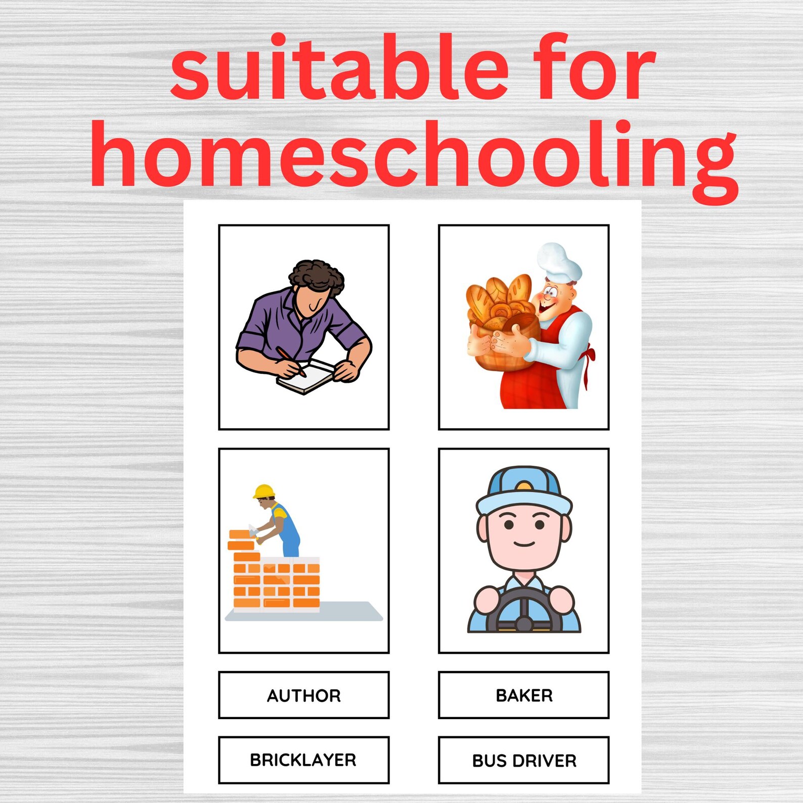 52 Professions Flashcards Printable / Job Image Cards for Kids ...