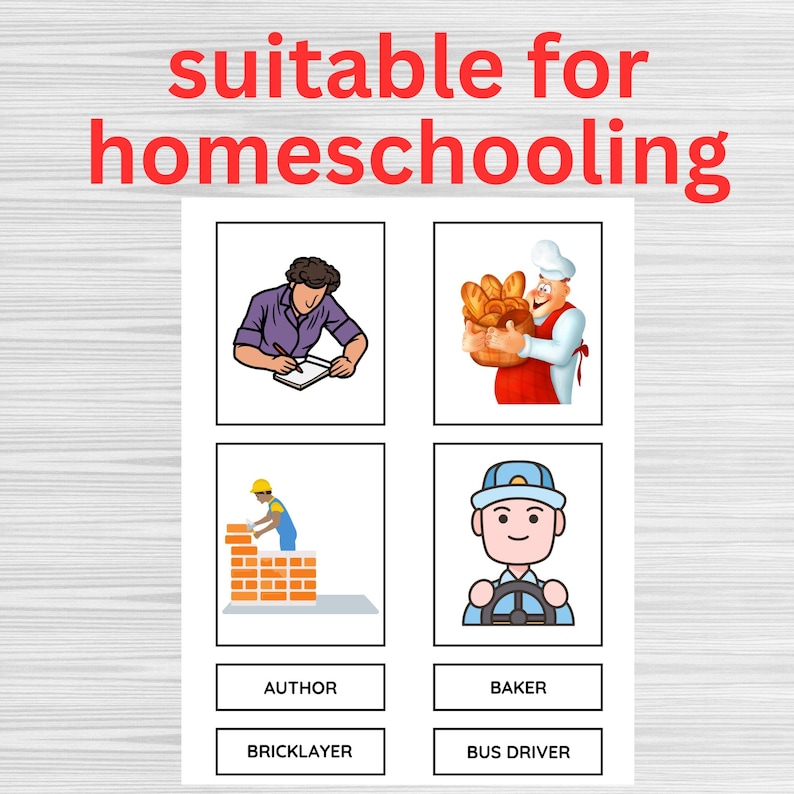 52 Professions Flashcards Printable / Job Image Cards for Kids ...