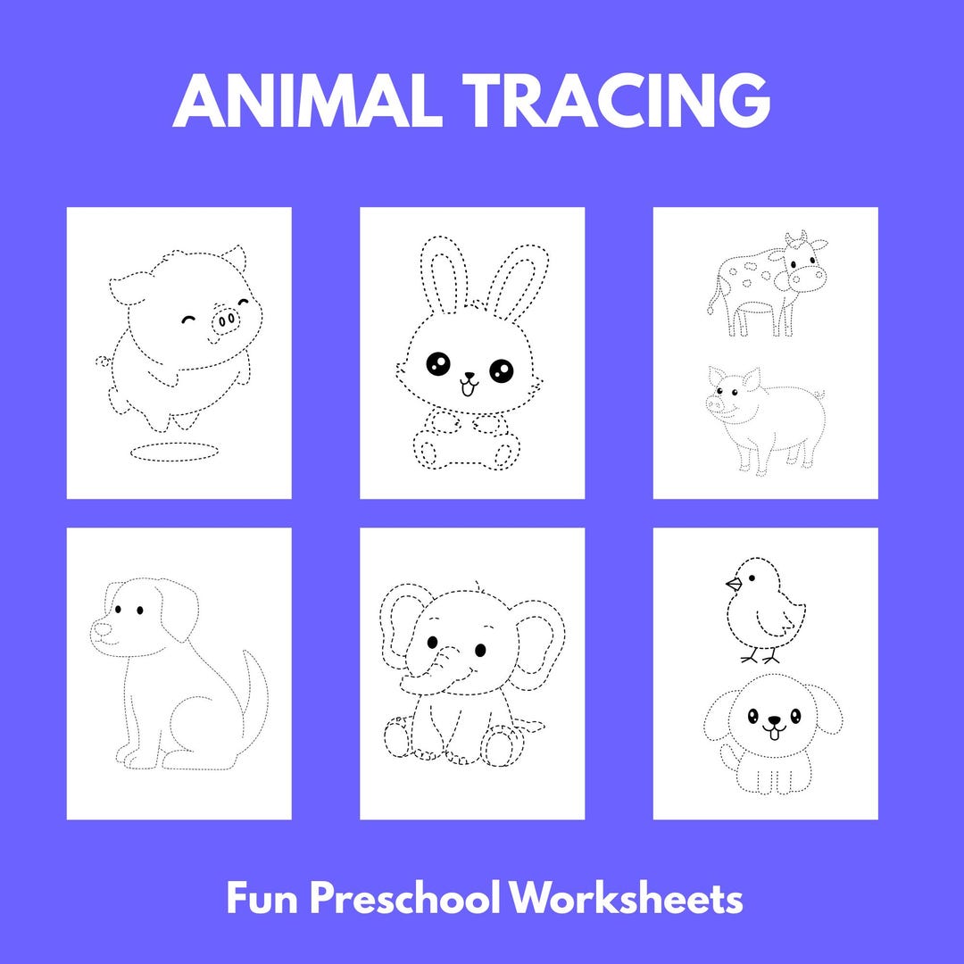 Animal Line Tracing Worksheets for Kids / Preschool Tracing / Toddler ...