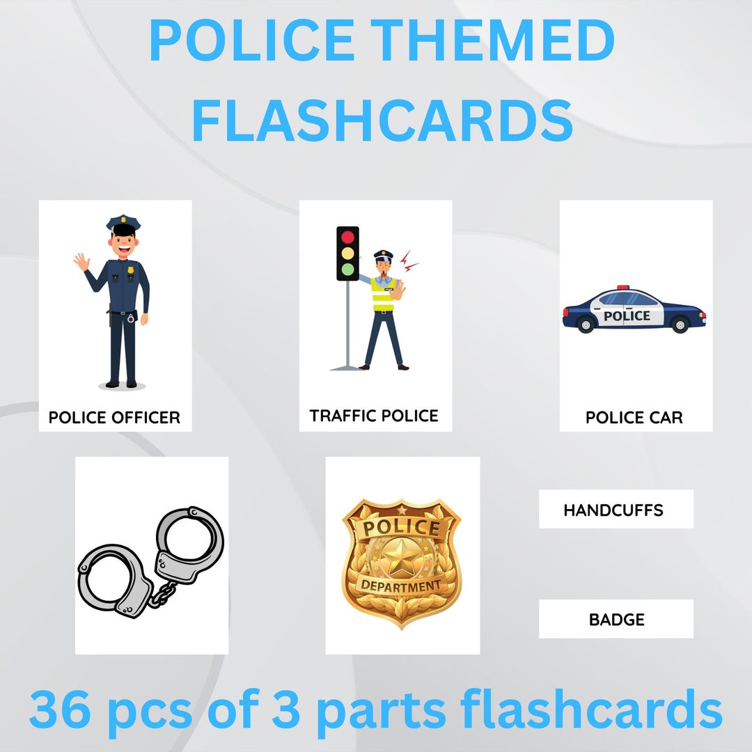 Police Themed Flashcards / Nomenclature Cards for Kids Learning ...