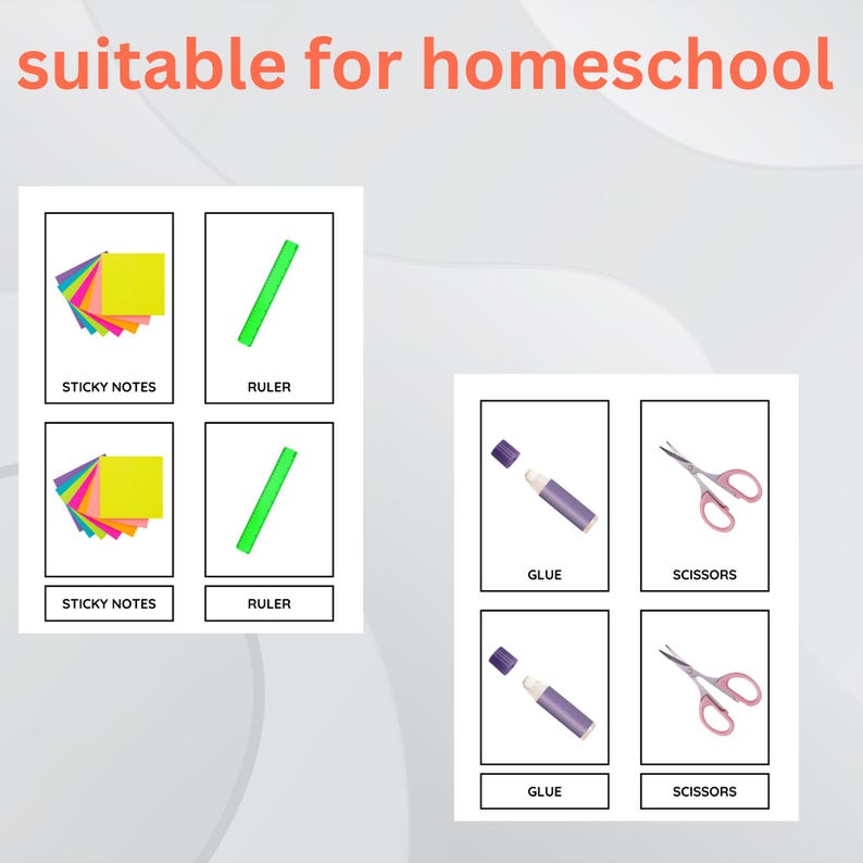 School Objects Flashcards / ESL Learning Nomenclature Cards / 3-part ...