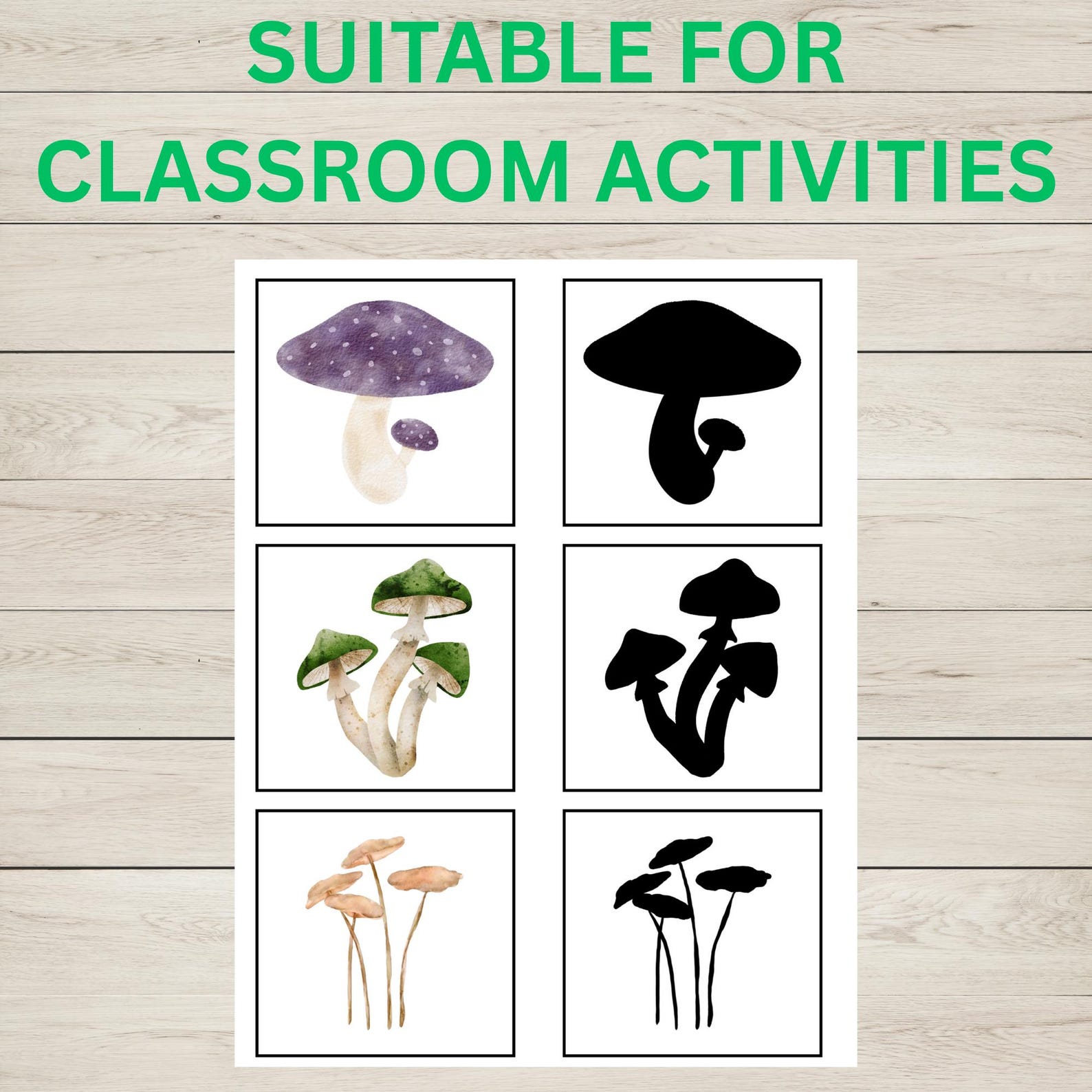 Mushroom Shadow Matching Game: Montessori Toddler Learning (PDF ...