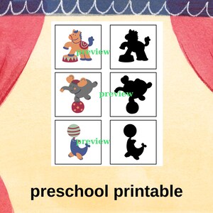 Circus Shadow Matching Cards / Preschool Printable Fun / Montessori ...