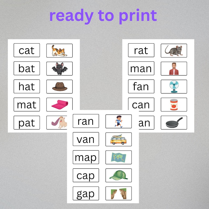 110 CVC Words Reading Printable / Montessori Phonics Cards ...