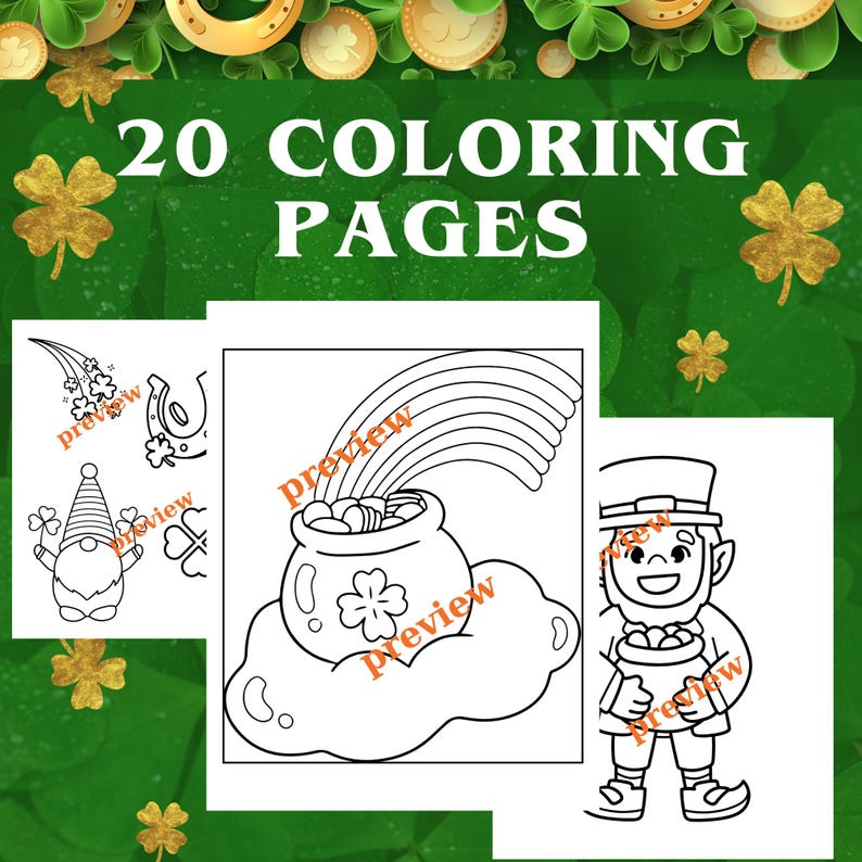 St. Patrick’s Day Coloring Pages – Printable PDF – 20 Fun Designs for ...