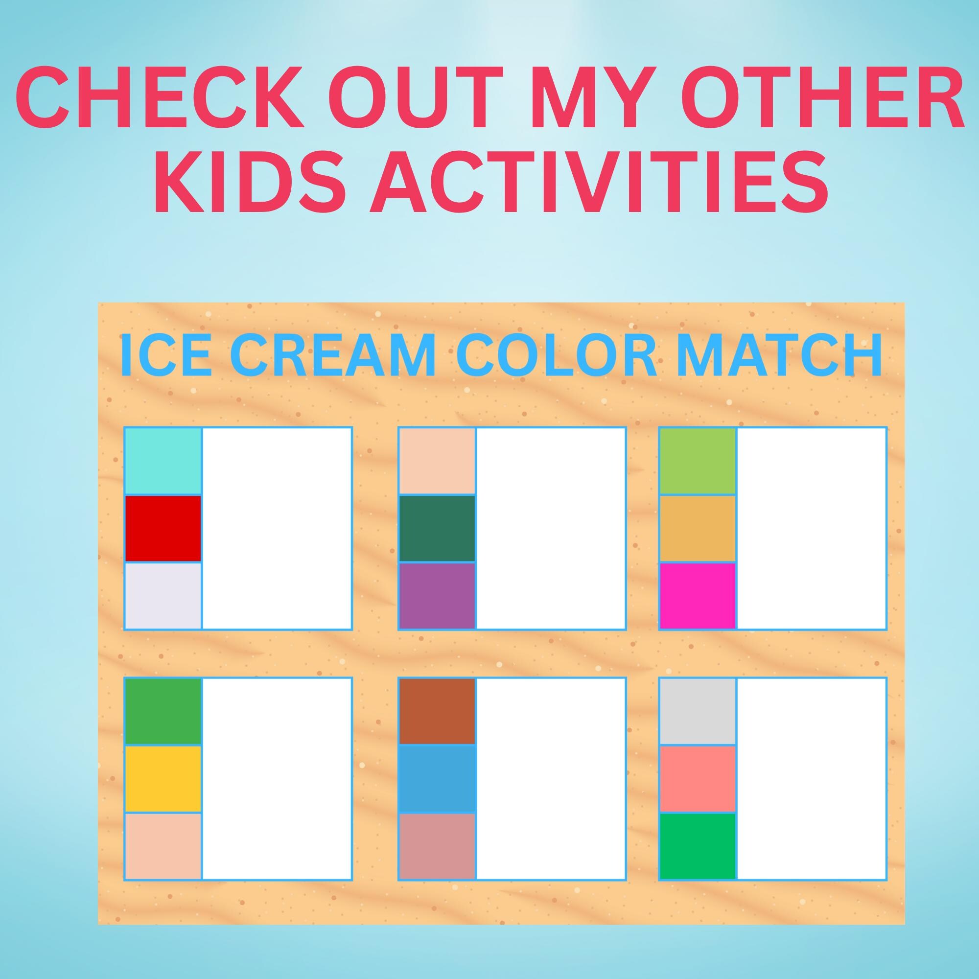 Ice Cream Color Matching Activity: Preschool Learning (PDF) - Etsy