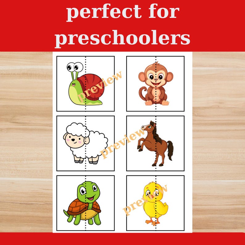 Animals Matching Game: Printable Learning Activity (digital Download ...