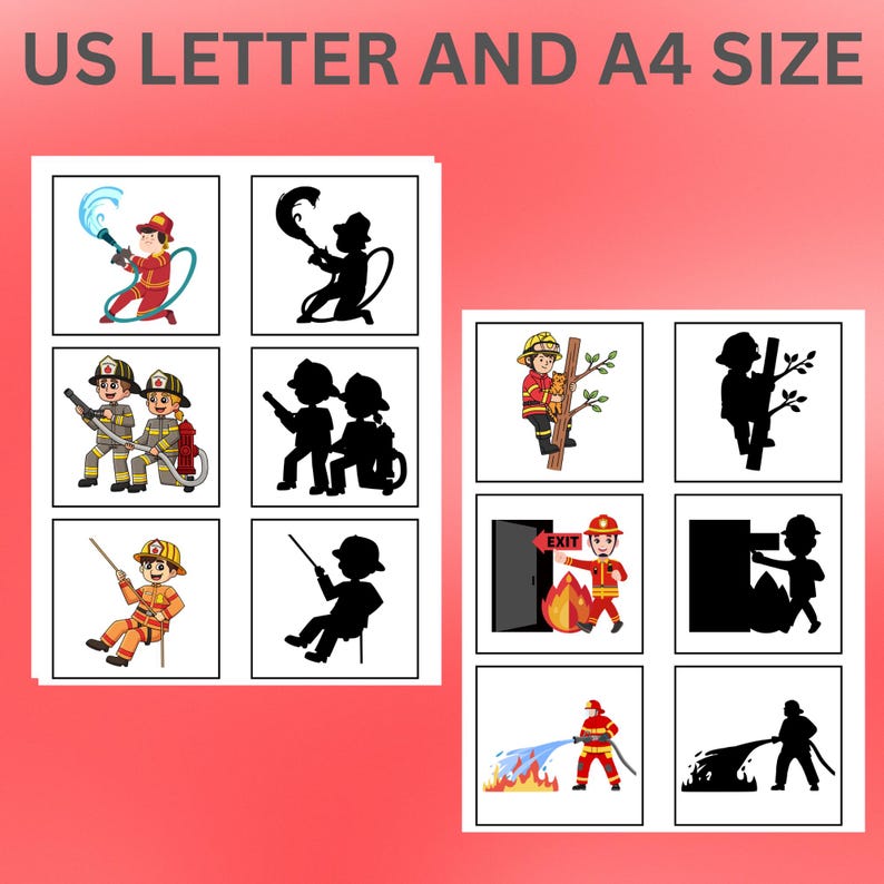 Firefighter Shadow Matching Cards Printable - Community Helpers ...