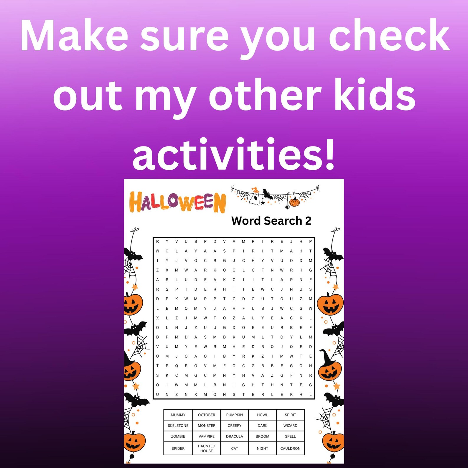 Halloween Word Search Game, Printable Halloween Party Games, Word ...