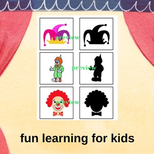 Circus Shadow Matching Cards / Preschool Printable Fun / Montessori ...