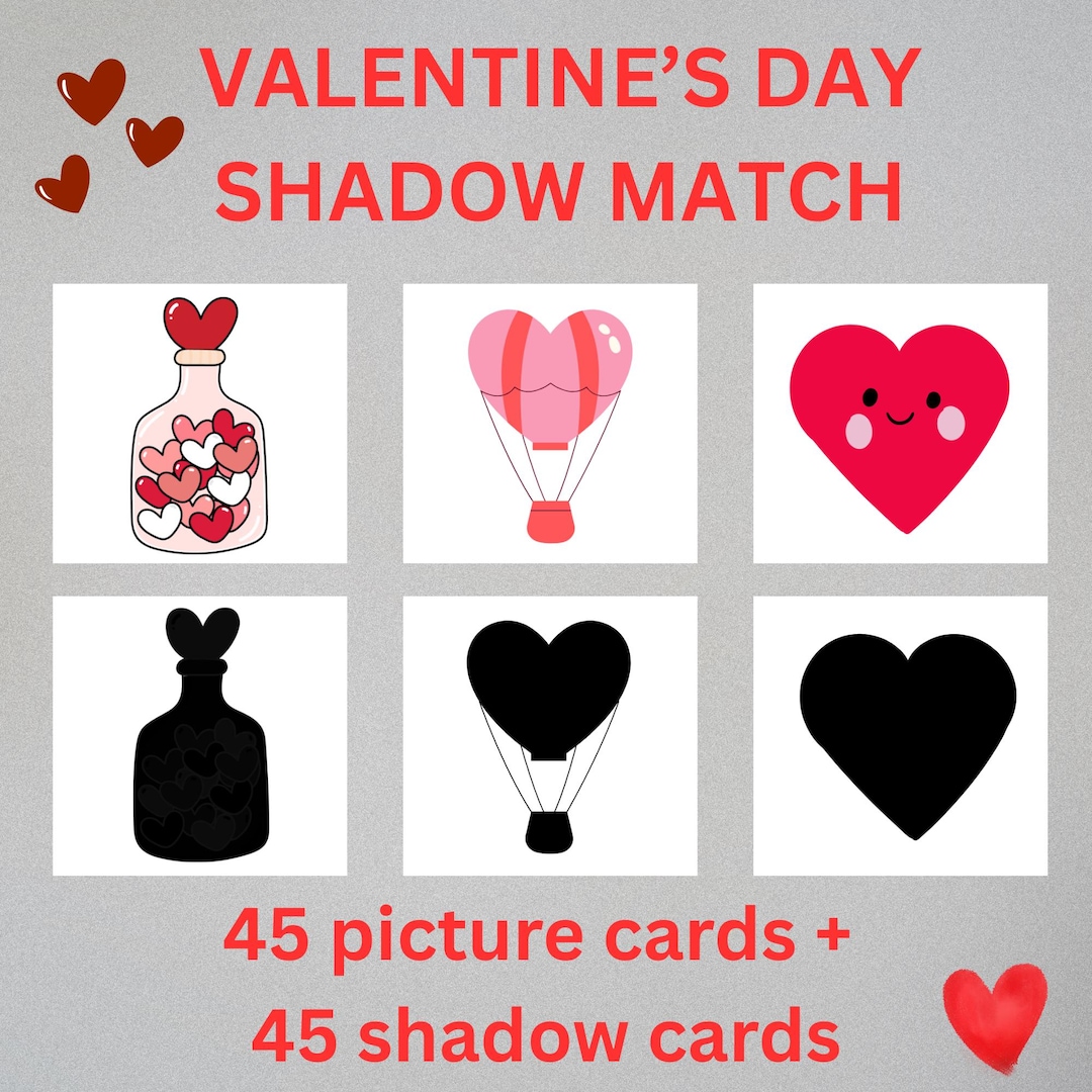 Valentines Day Shadow Matching Cards / Preschool Printable / Toddler ...