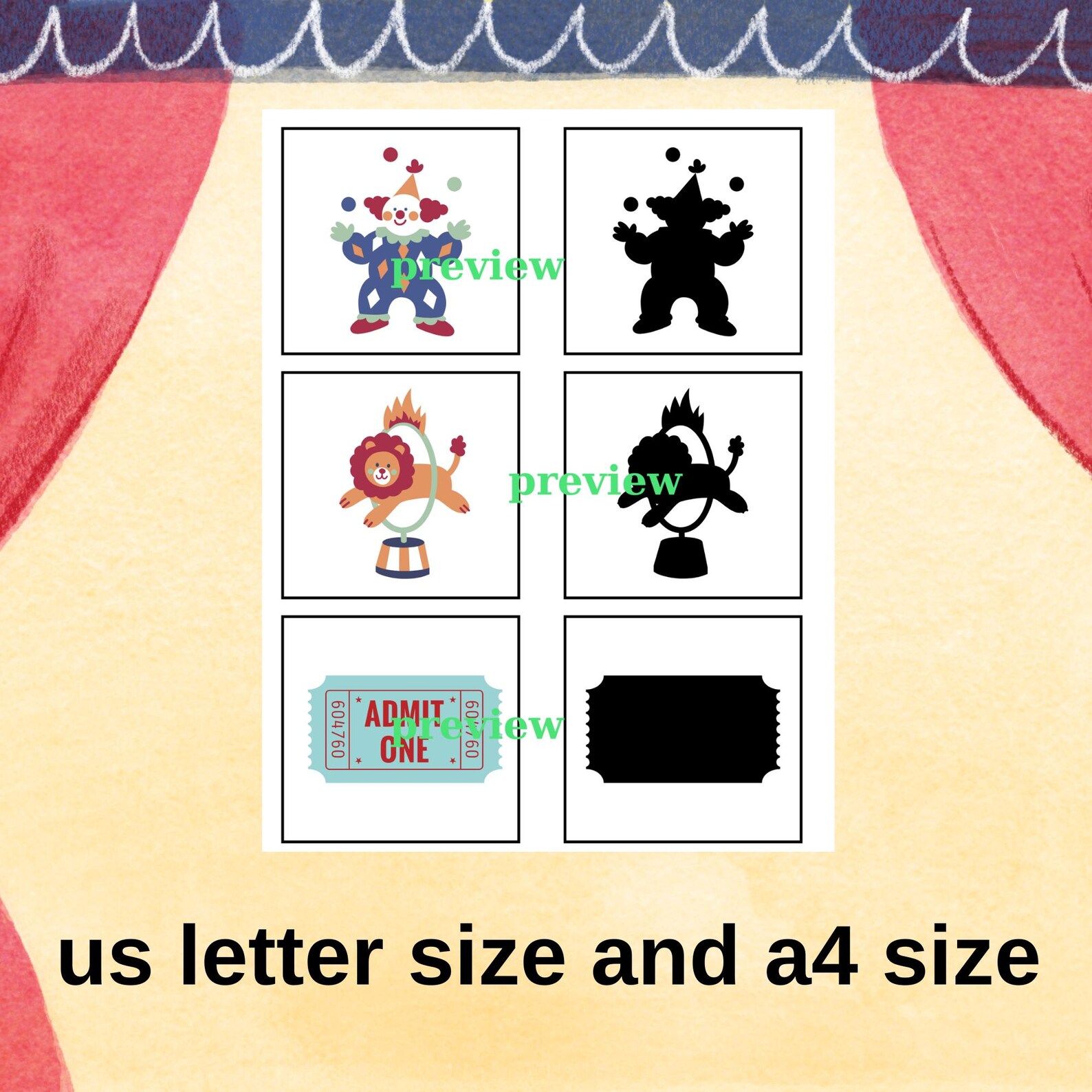Circus Shadow Matching Cards / Preschool Printable Fun / Montessori ...