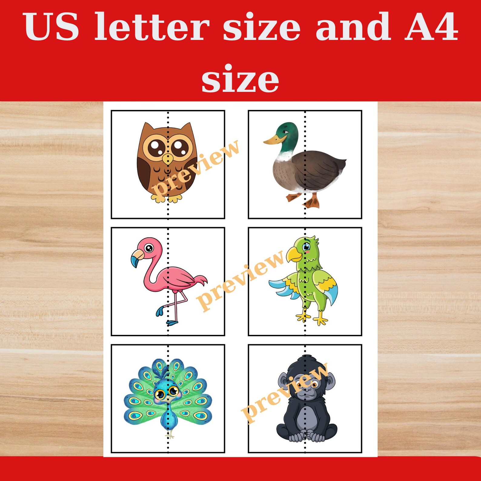 Animals Matching Game: Printable Learning Activity (digital Download ...