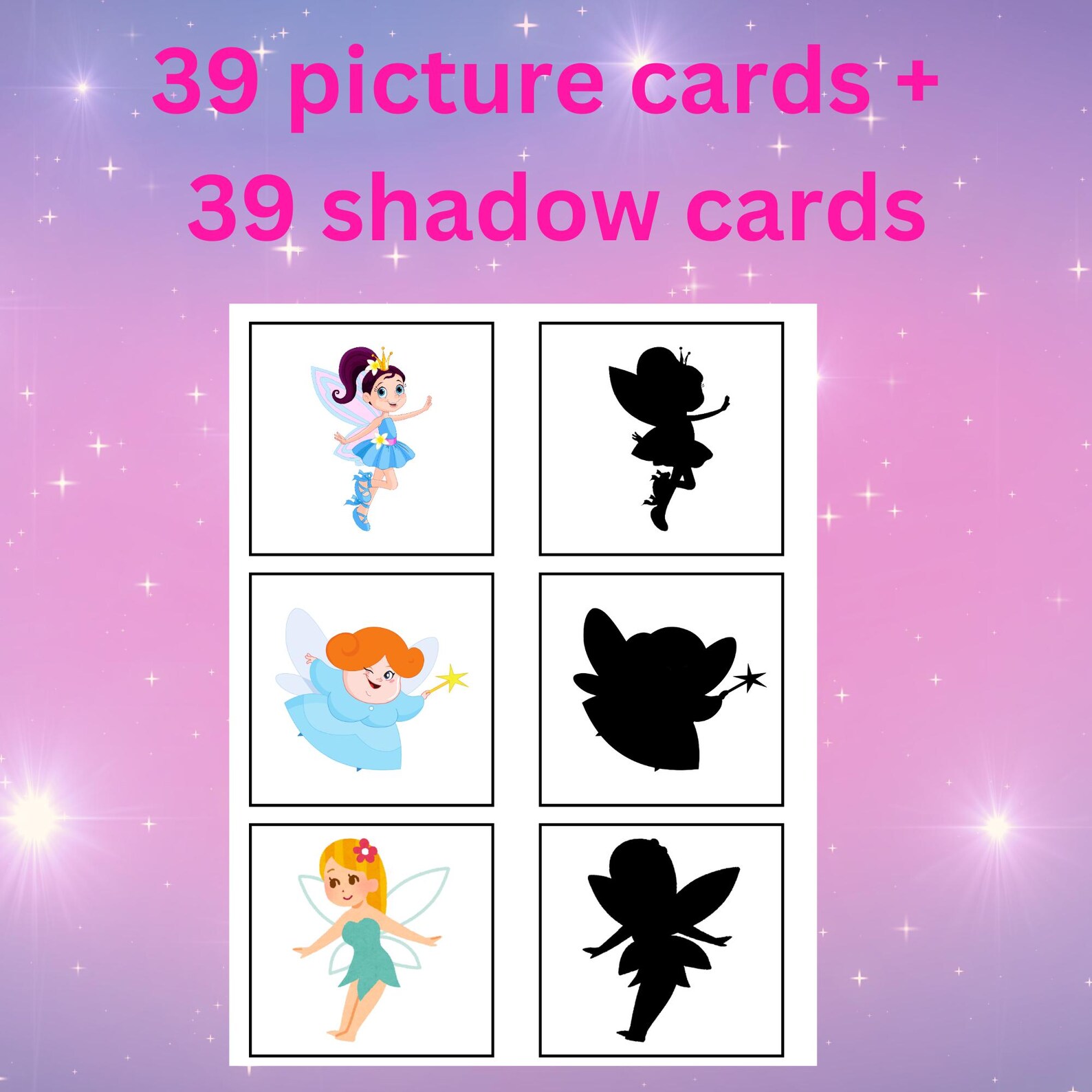 Fairies Shadow Matching / Preschool Learning / Montessori Activity for ...