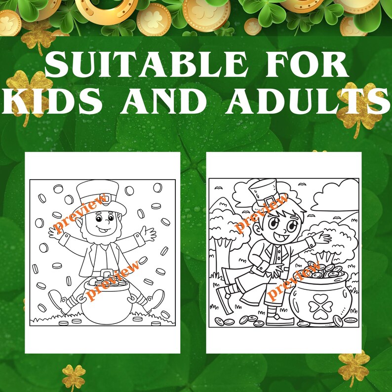 St. Patrick’s Day Coloring Pages – Printable PDF – 20 Fun Designs for ...