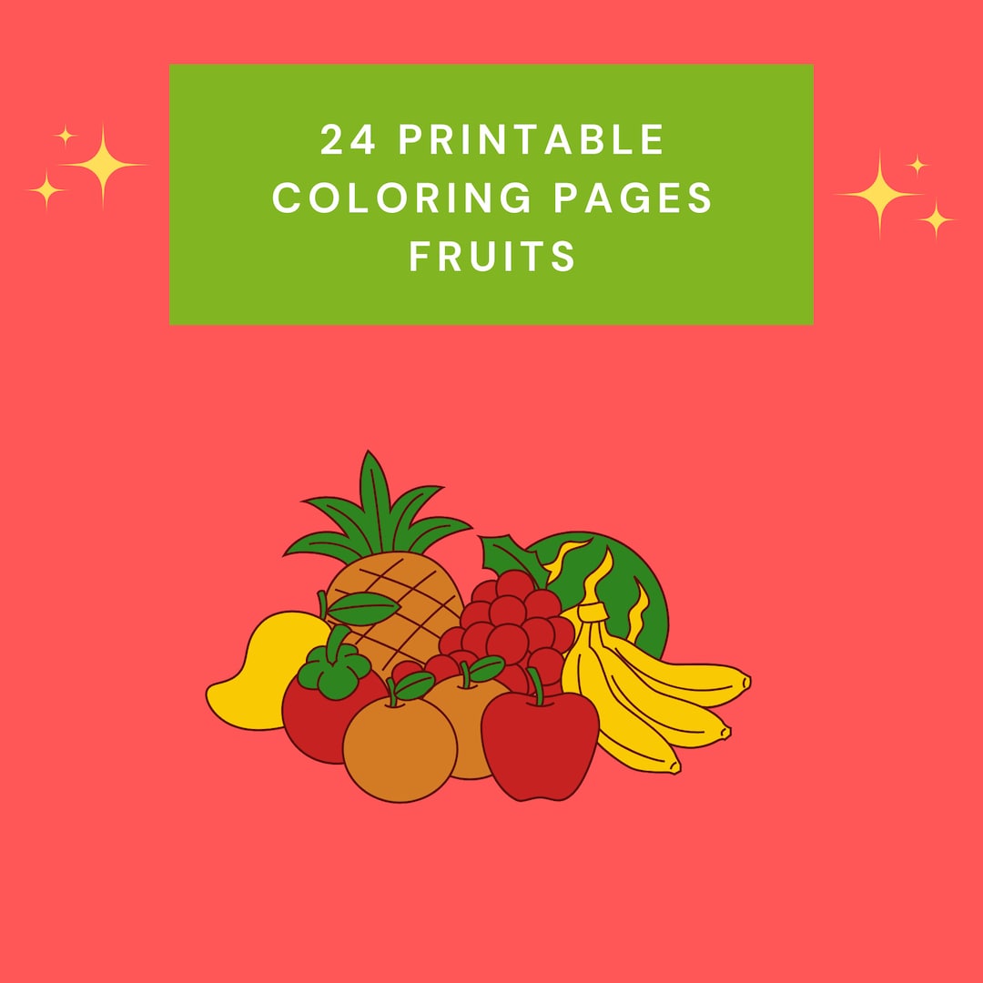 Fruit Coloring Pages Pdf Printable Preschool Worksheet - Etsy