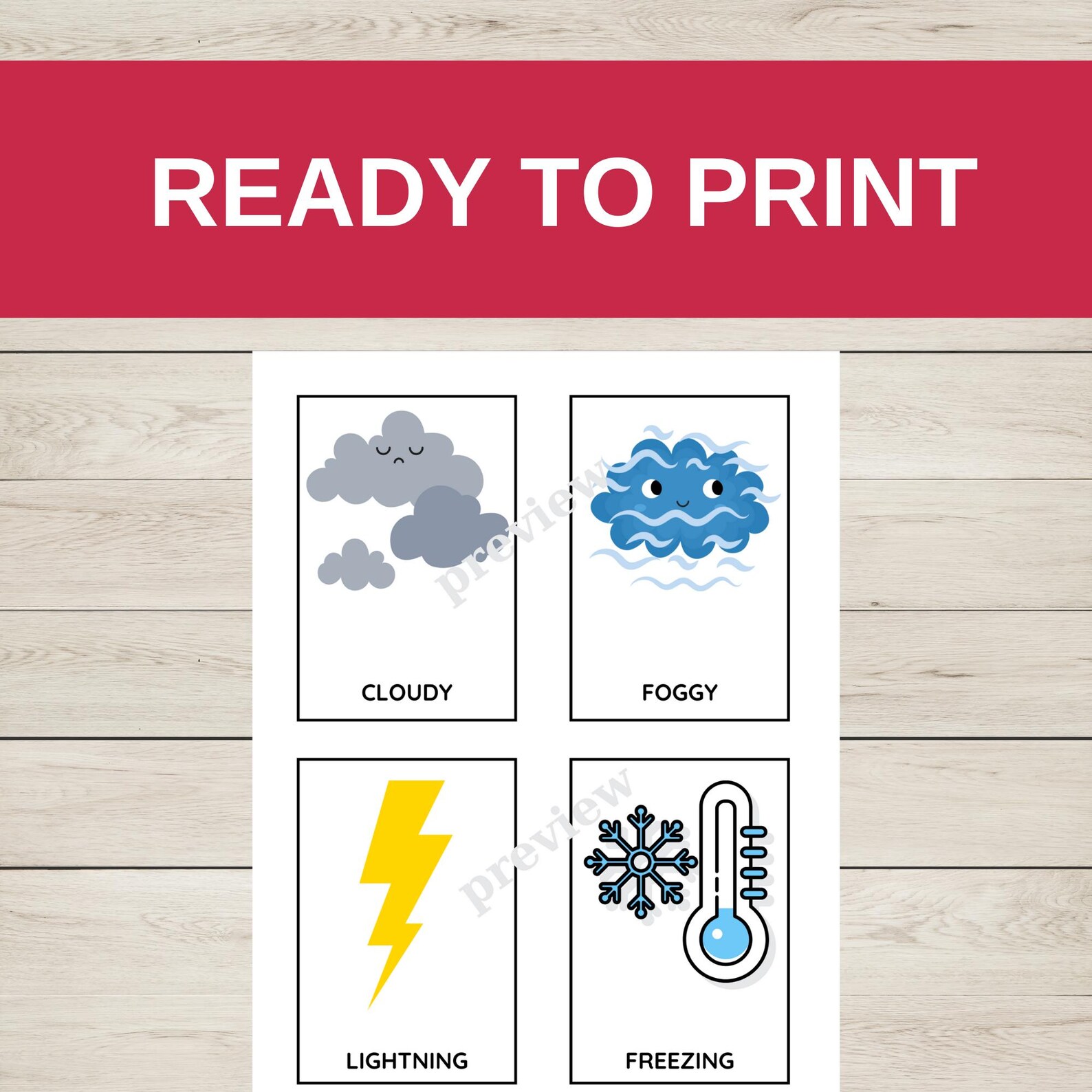 16 Weather Flash Cards / Educational Printables for Kids / Preschool ...