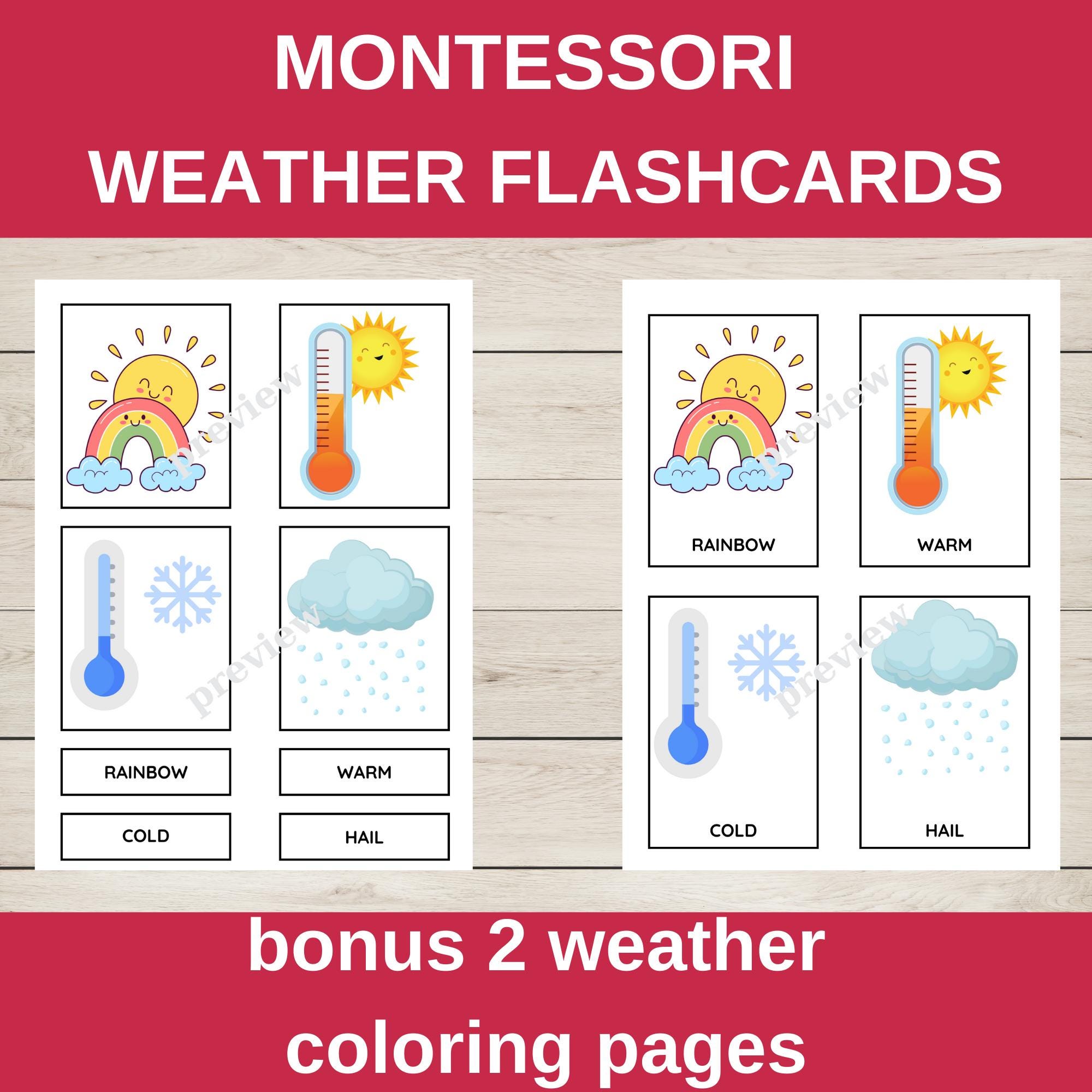 16 Weather Flash Cards / Educational Printables for Kids / Preschool ...
