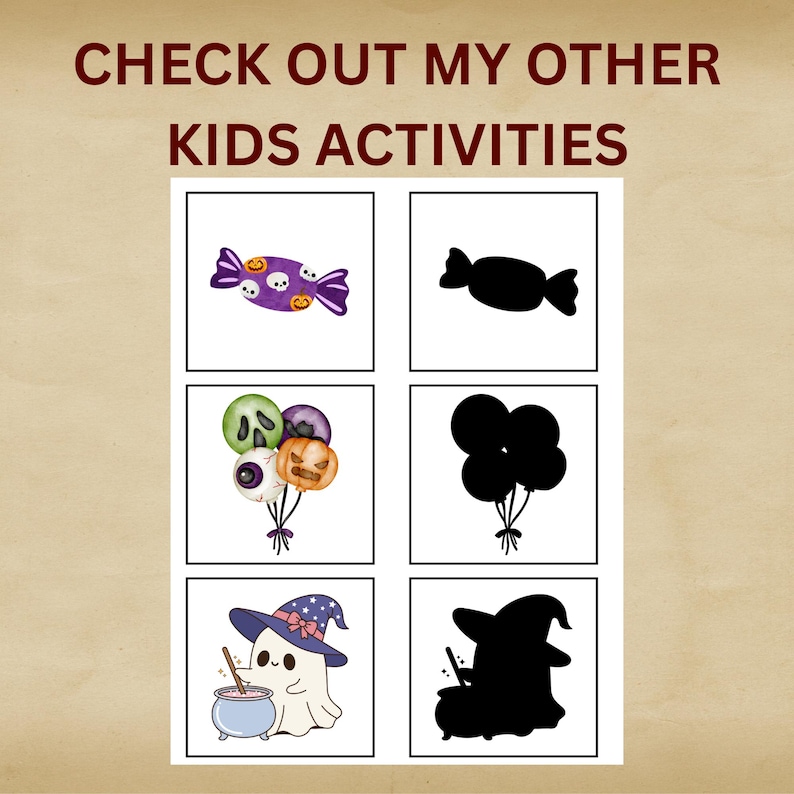 Halloween Shadow Matching Game: Printable Toddler Activity (PDF ...