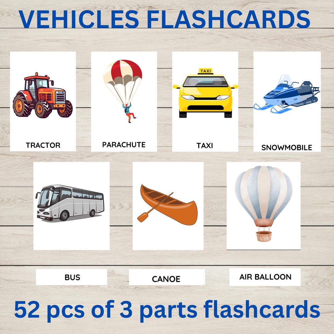 Vehicles / Nomenclature Flashcards / Transportation Car Preschool ...