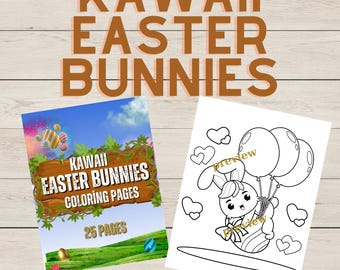 Easter Kawaii Coloring Page | Printable for Kids - Etsy