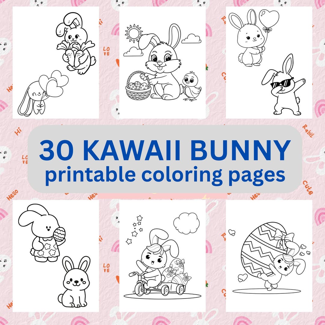 30 Kawaii Easter Bunny Coloring Pages – Cute Easter Bunnies Printable ...