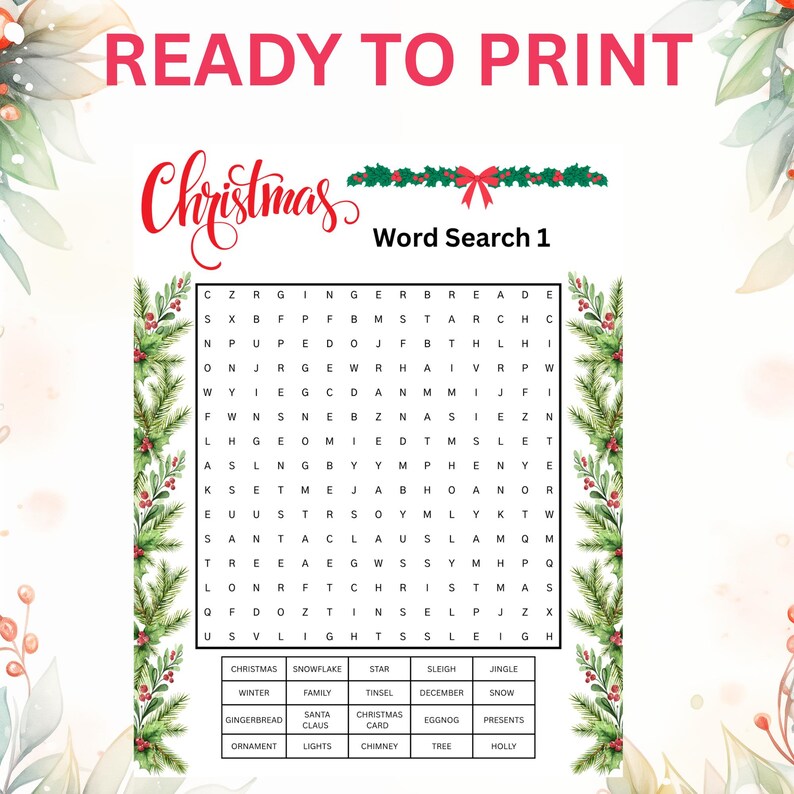 Christmas Word Search / Reindeer Word Search / Fun Christmas Game ...