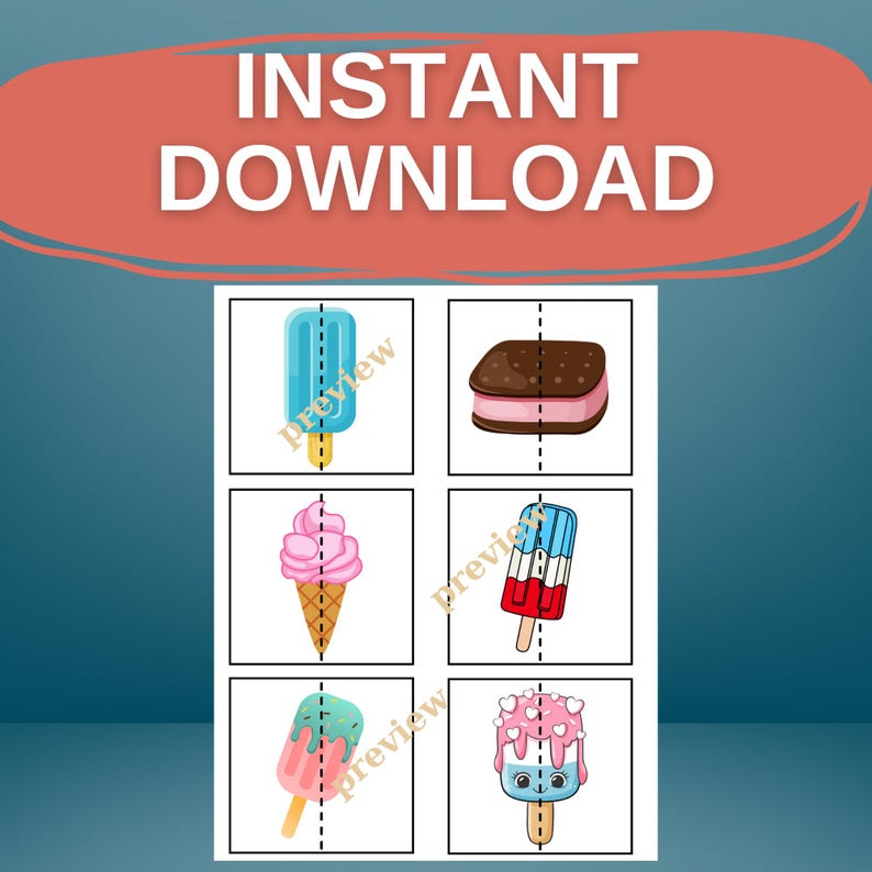 Ice Cream Matching Game / Summer Printable / Homeschol Printable ...