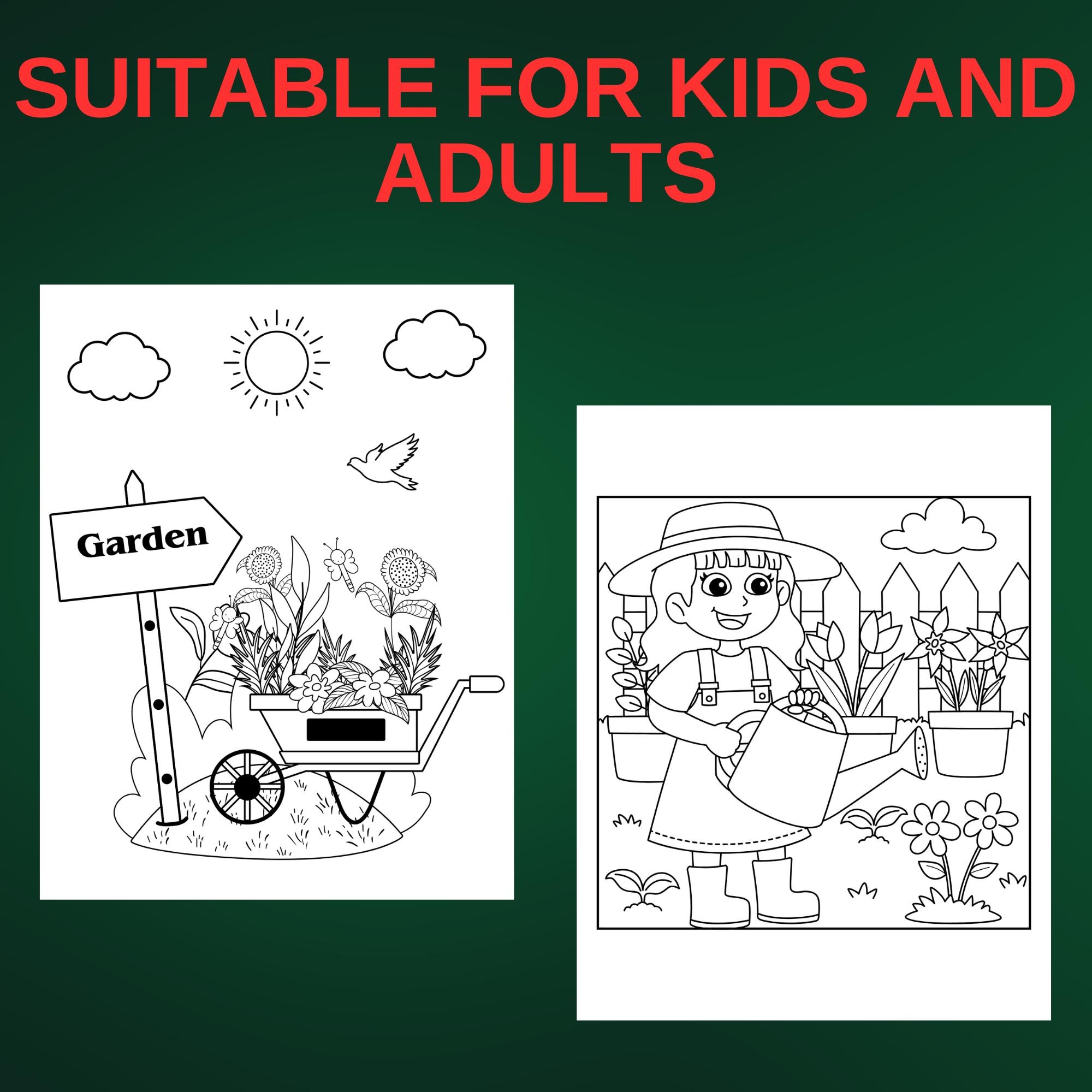 Gardening Coloring Pages for Kids / Preschool Printable / Nature ...
