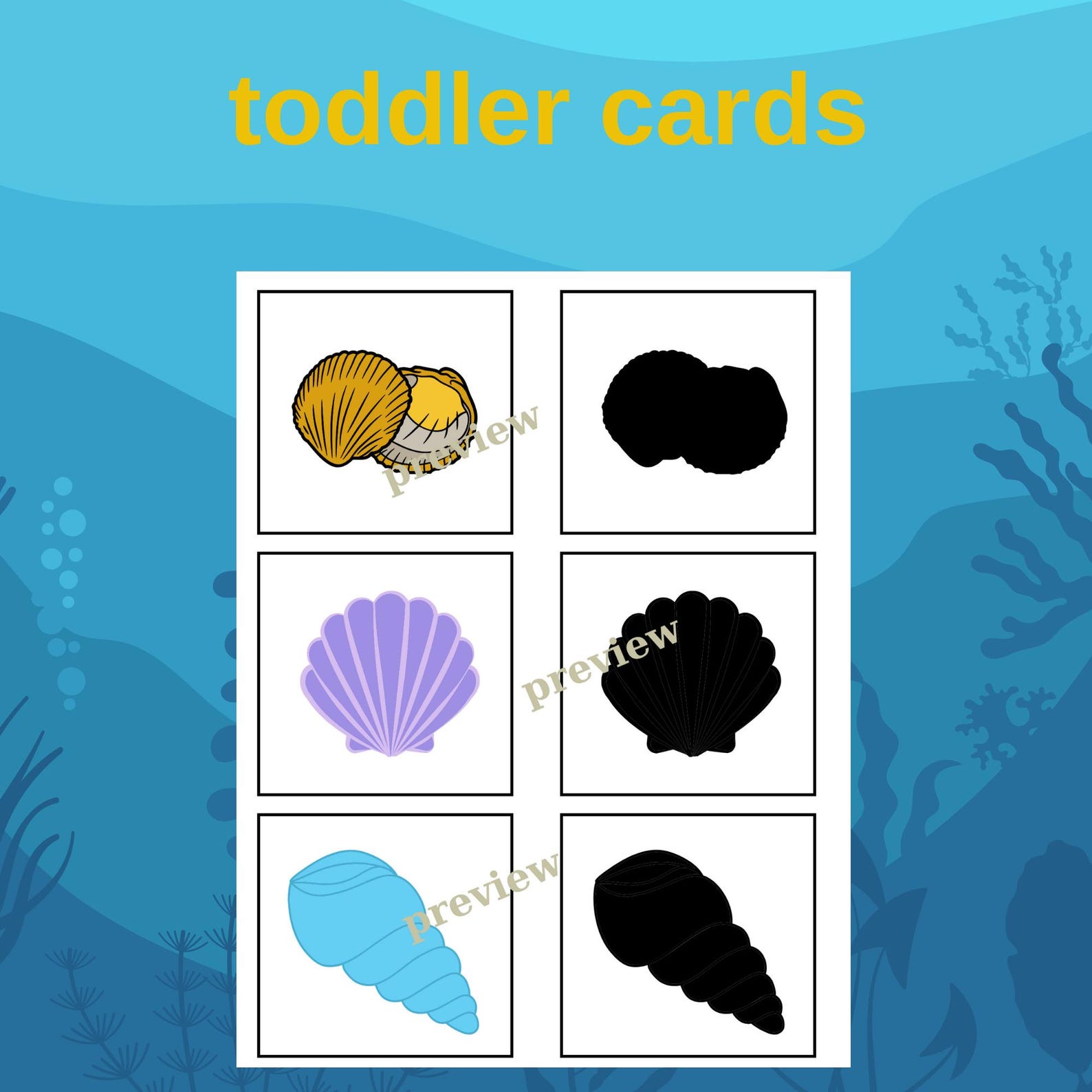 Seashell Shadow Matching Cards / Silhouette Matching / Toddler ...
