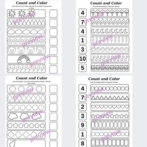 Count and Color Printable / Preschool Counting Worksheets / Kids Math ...