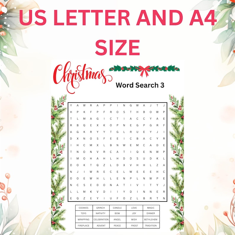 Christmas Word Search / Reindeer Word Search / Fun Christmas Game ...