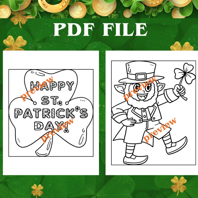 St. Patrick's Day Coloring Pages: 20 Fun Designs (printable PDF) - Etsy