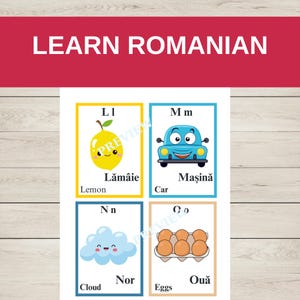 Bilingual Romanian Alphabet Flashcards: Learn Romanian (digital ...