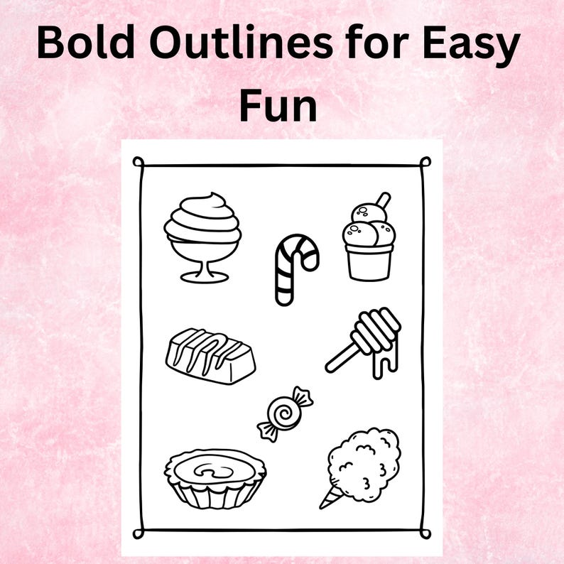 Bold and Easy Sweets Coloring Pages; Bold Outlines; Relaxing Coloring ...