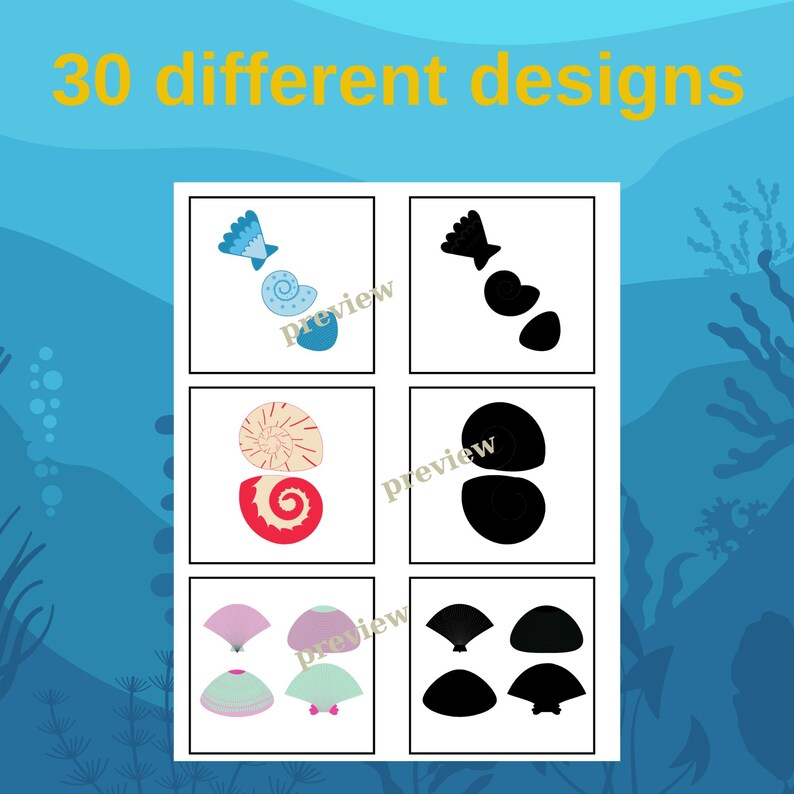 Seashell Shadow Matching Cards / Silhouette Matching / Toddler ...
