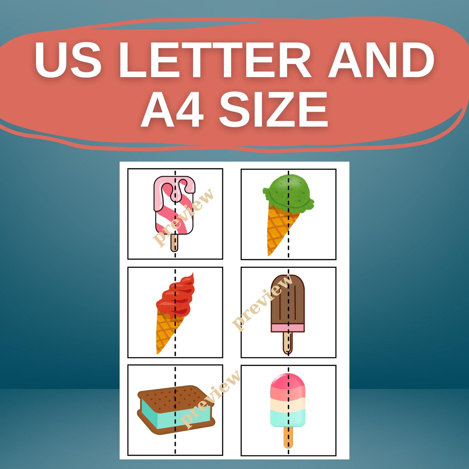 Ice Cream Matching Game: Summer Preschool Printable (PDF) - Etsy