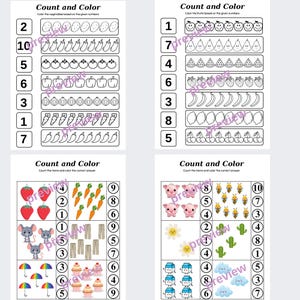 Count and Color Printable / Preschool Counting Worksheets / Kids Math ...