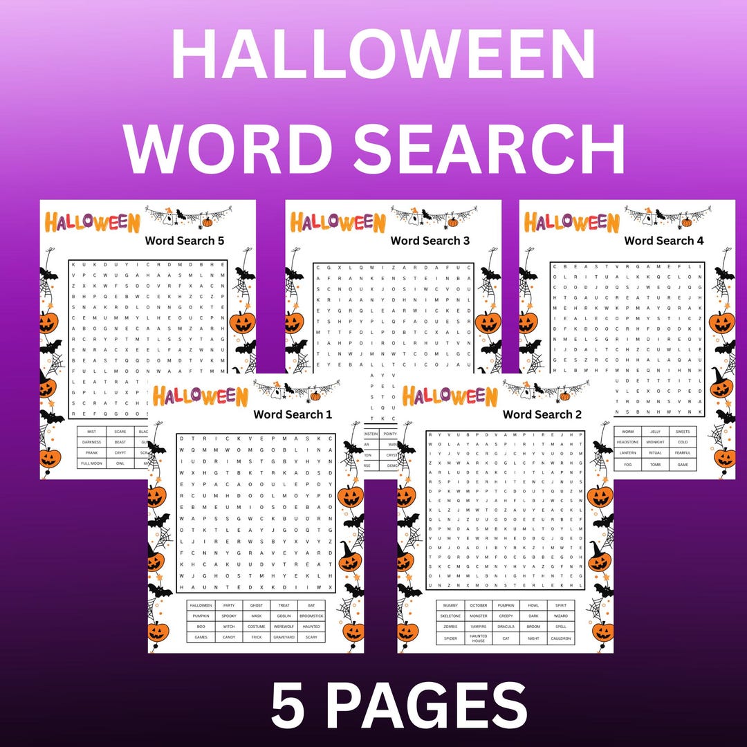 Halloween Word Search Game, Printable Halloween Party Games, Word ...