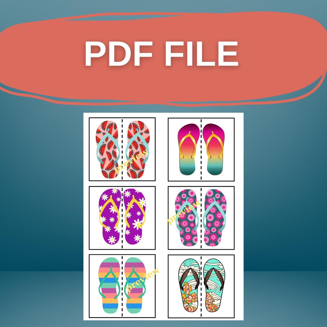 Flip Flop Matching Game / Summer Matching Activity / Preschool Matching ...