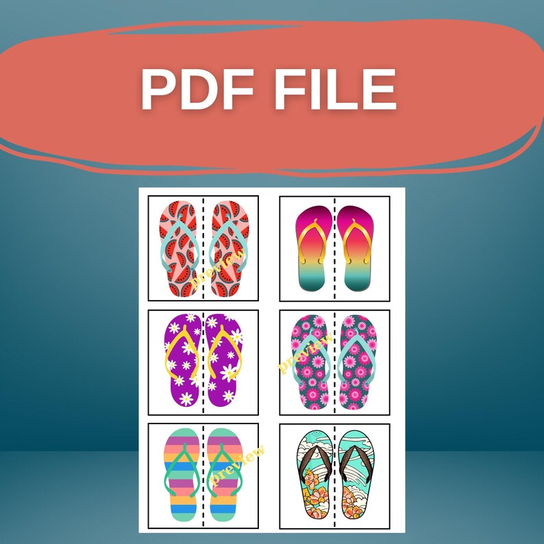 Flip Flop Matching Game / Summer Matching Activity / Preschool Matching ...