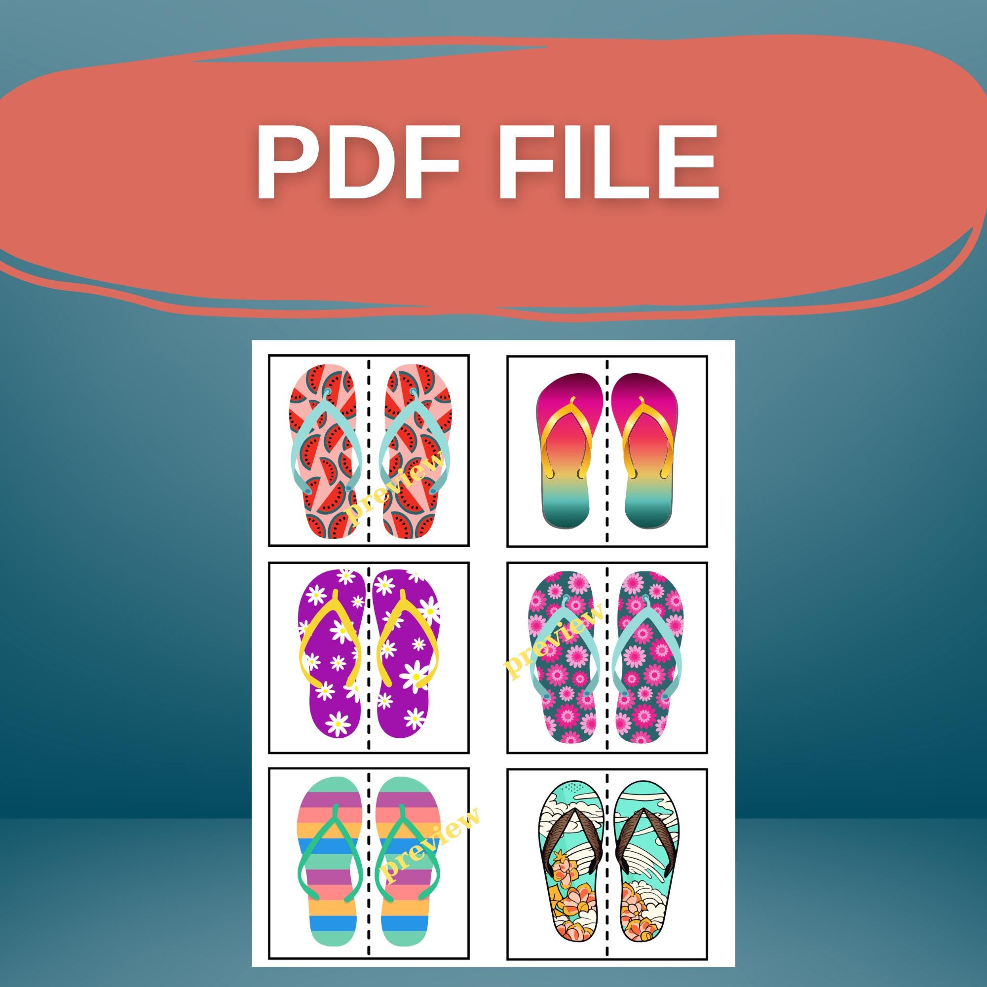 Flip Flop Matching Game / Summer Matching Activity / Preschool Matching ...