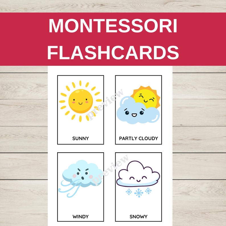 16 Weather Flash Cards / Educational Printables for Kids / Preschool ...