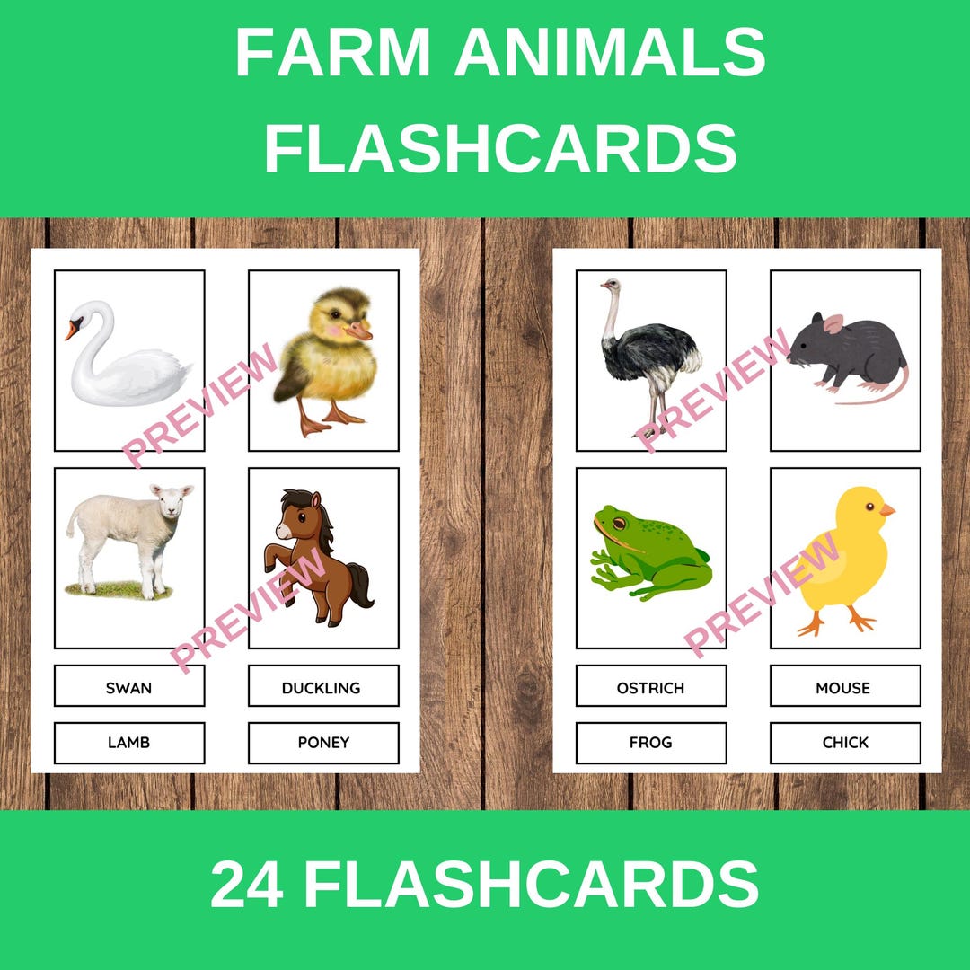 Montessori Farm Animals Flashcards / Toddler Learning / Preschool ...