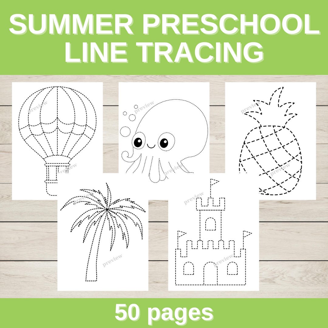 Summer Preschool Line Tracing Worksheets / Preschool Pre-writing ...
