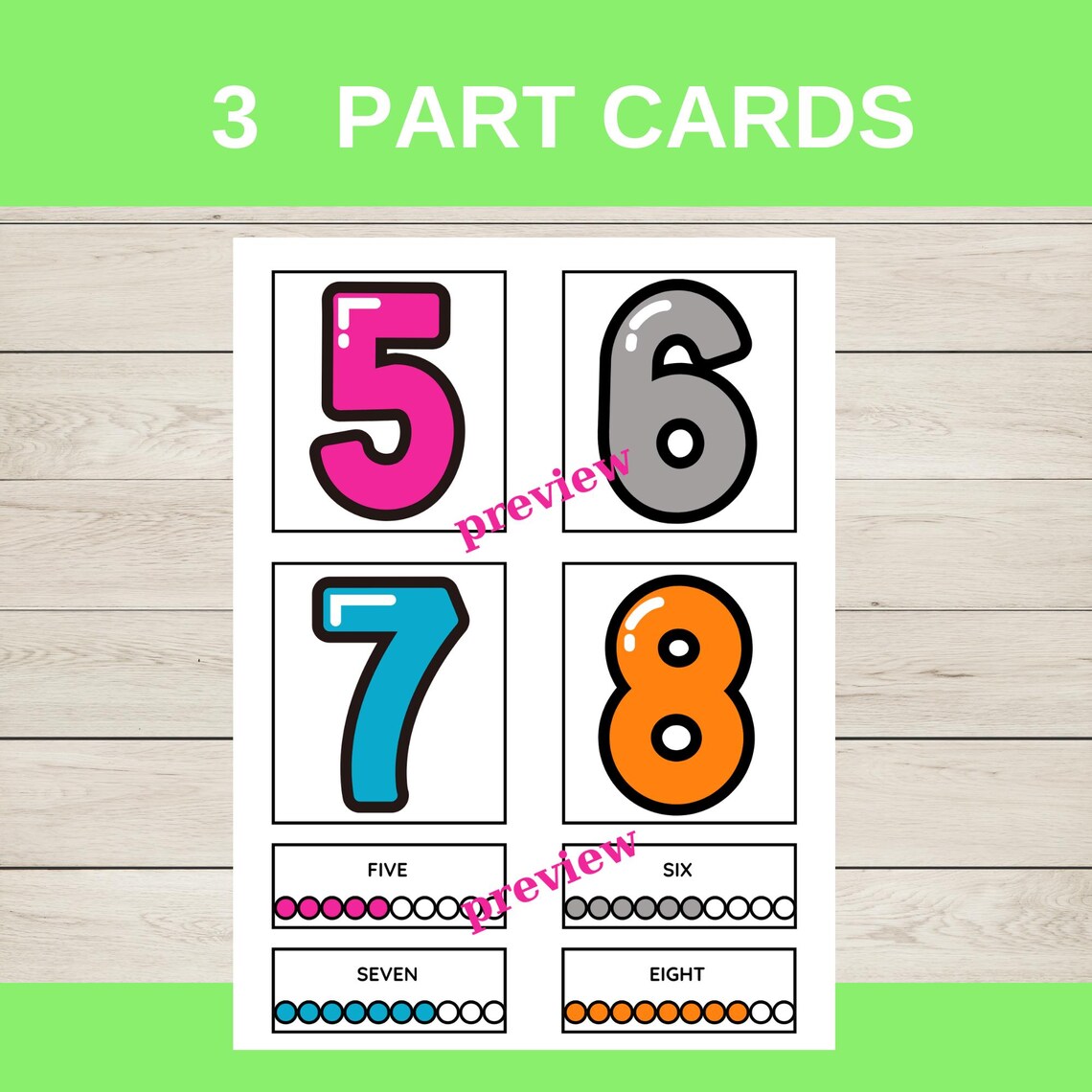 Numbers Flashcards 1-10 / Preschool Learning Printable / Counting Flash ...