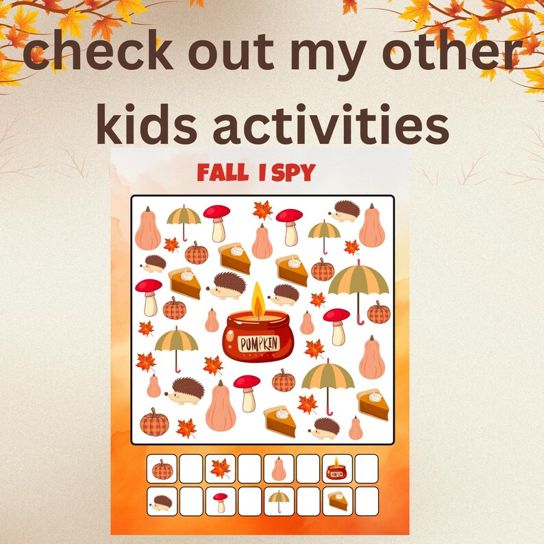 Fall I Spy Game / Spy Printable Activities / Fall Autumn Preschool ...