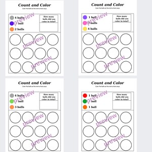Count and Color Printable / Preschool Counting Worksheets / Kids Math ...