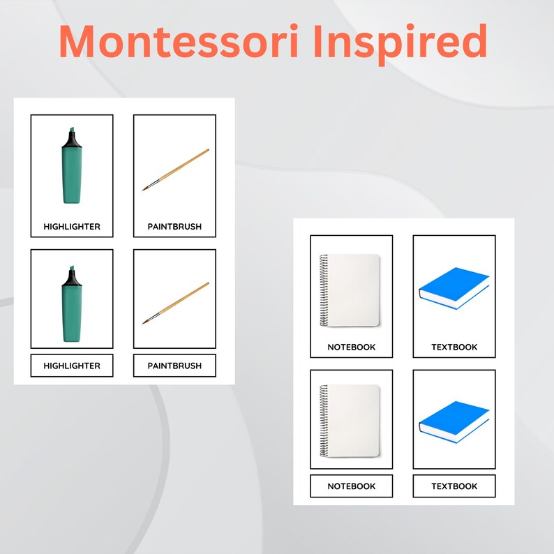 School Objects Flashcards / ESL Learning Nomenclature Cards / 3-part ...